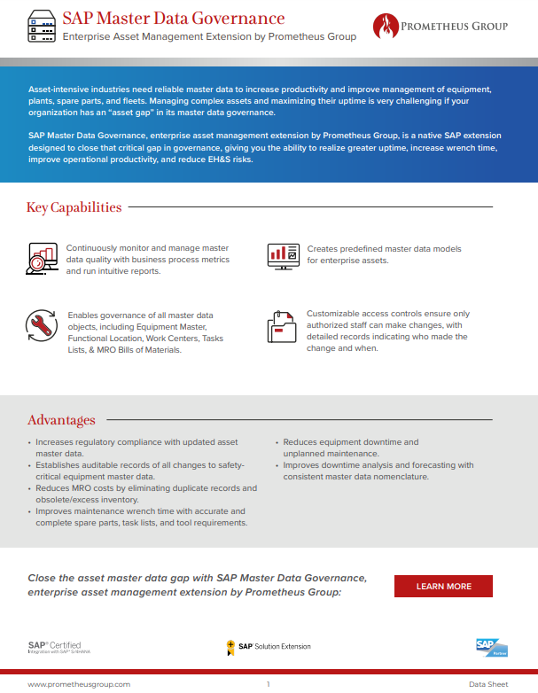 SAP Master Data Governance EAM Extension | Prometheus Group SAP Master Data Governance EAM Extension | Prometheus Group